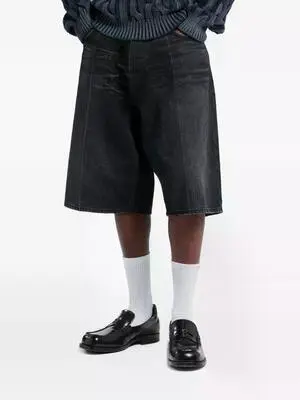 Balenciaga Paneled Denim Shorts - Black