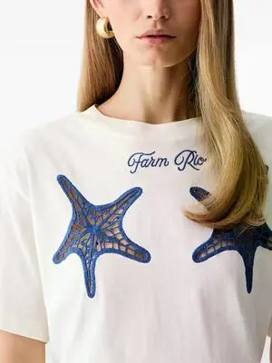 Farm Rio Starfish Embroidered Cotton T-shirt