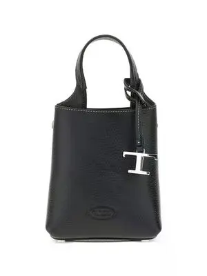TOD'S T Timeless Pebbled Bucket Bag - Black