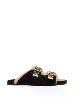 Burberry Check Shearling Urchin Sandals - Brown