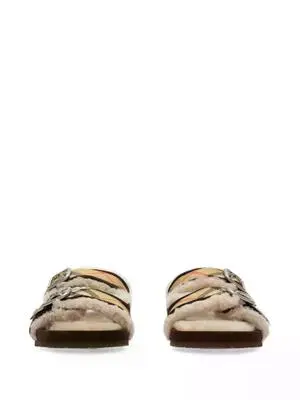 Burberry Check Shearling Urchin Sandals