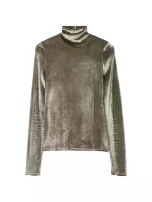 LEMAIRE Fitted Stand-collar Top In Velvet Jersey - Grey