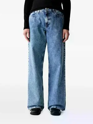 Karl Lagerfeld Logo-patch Wide-leg Jeans - Blue
