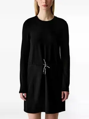 Karl Lagerfeld Drawstring Long-sleeve Mini Dress - Black