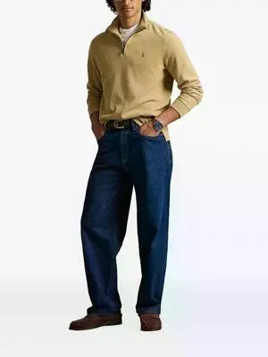 Polo Ralph Lauren Quarter-zip Sweater With Embroidered Logo - Neutrals