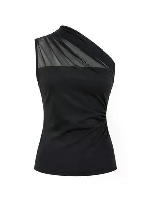 MARCELLA Azur One-shoulder Draped Top - Black