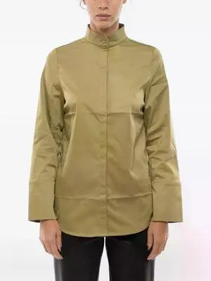 NOTES DU NORD Hidden-placket Side-slit Cotton Shirt - Green