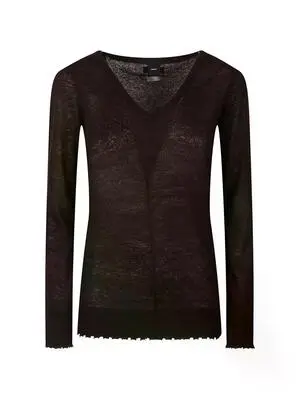 Pinko V-neck Distressed-effect Sweater - Brown