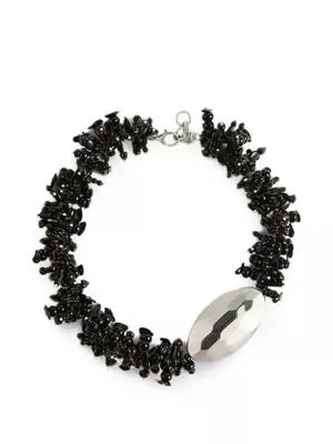 Liviana Conti Minerva Beaded Oval-plaque Necklace - Black