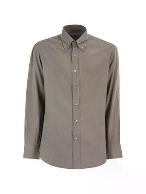 Brunello Cucinelli Button-down Box-pleat Shirt - Grey