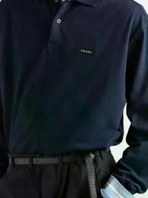 Prada Long-sleeved Cotton Polo Shirt