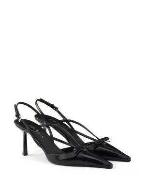 Prada Brushed-leather Slingback Pumps - Black
