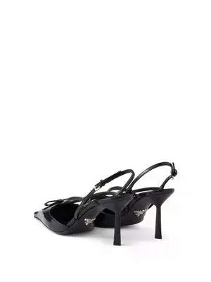 Prada Brushed-leather Slingback Pumps - Black