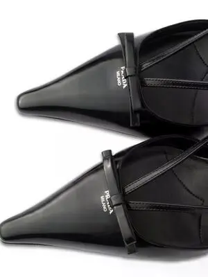 Prada Brushed-leather Slingback Pumps - Black