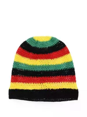 Dsquared2 Crochet-knit Striped Beanie Hat - Black