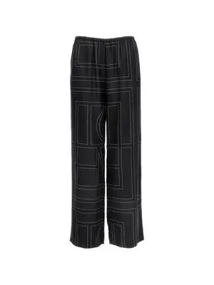 TOTEME Embroidered Silk Trousers - Black