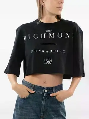 John Richmond Logo-print Cropped T-shirt - Black