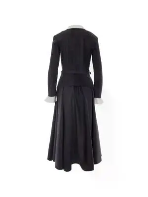 SELF-PORTRAIT Belted Ribbed-knit Midi Dress