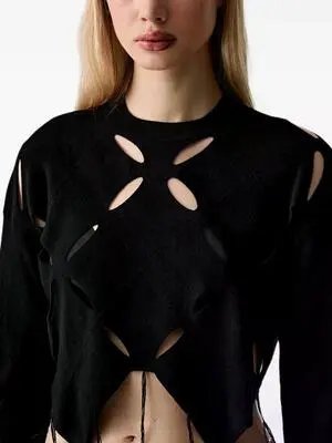 Karl Lagerfeld Cut-out Long-sleeve Top - Black