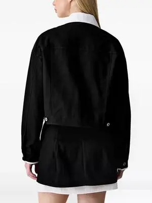 Karl Lagerfeld Logo-embroidered Cropped Denim Jacket - Black
