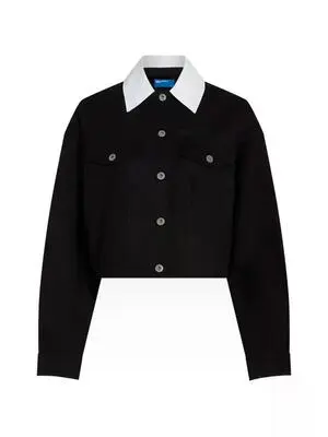Karl Lagerfeld Logo-embroidered Cropped Denim Jacket - Black