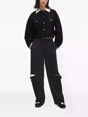 Karl Lagerfeld Logo-embroidered Cropped Denim Jacket