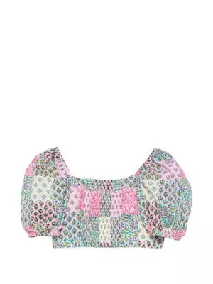 MC2 SAINT BARTH Delia Square-neck Floral Detail Top