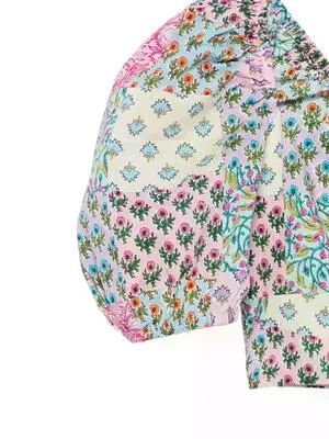 MC2 SAINT BARTH Delia Square-neck Floral Detail Top