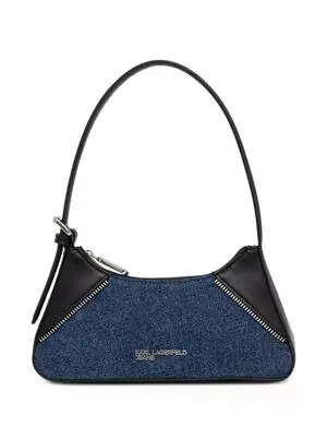 Karl Lagerfeld Rebel Denim-panelled Zip-detail Tote Bag - Blue