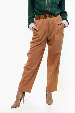 FORTE_FORTE Elastic-waistband Zip-fastening Trousers - Orange