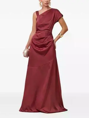 SAVEL Natalia One-shoulder Draped Maxi Gown - Red