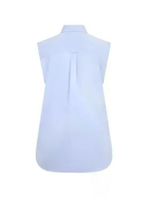 MOORER Sleeveless Box-pleat Shirt - Blue