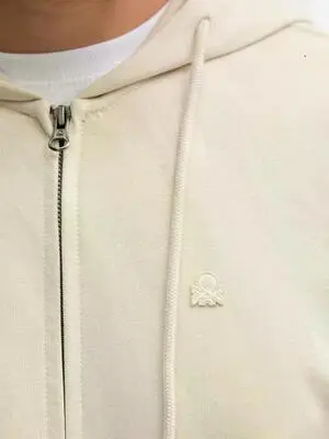BENETTON Zip-up Drawstring Hoodie - Neutrals