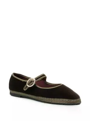 FLABELUS Ulla Velvet Ballet Flats - Brown