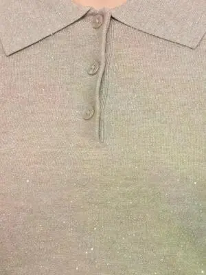 EMME Sequin-embellished Lurex-detail Polo Top
