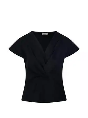 MARANT ETOILE Nadrine Wrap-style Cap-sleeve T-shirt - Black