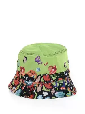 Dsquared2 Logo-embroidered Pixel-print Bucket Hat