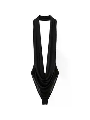 Elisabetta Franchi Draped-detail Bodysuit - Black