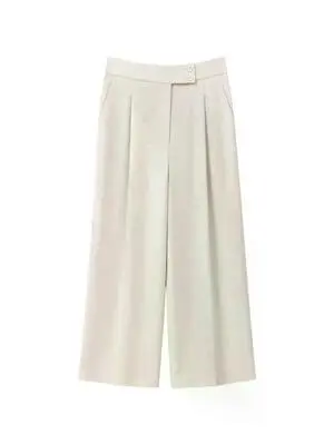 Eleventy Pleated Wide-leg Trousers - Neutrals