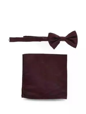 Corneliani Silk Satin Bow Tie And Pocket Square Set - Red
