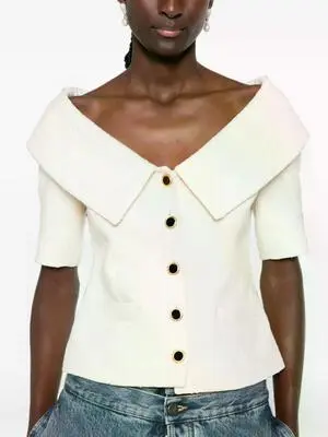 Alessandra Rich Off-shoulder Bouclé Textured Jacket