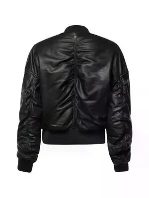 DONDUP Ruched Leather Bomber Jacket