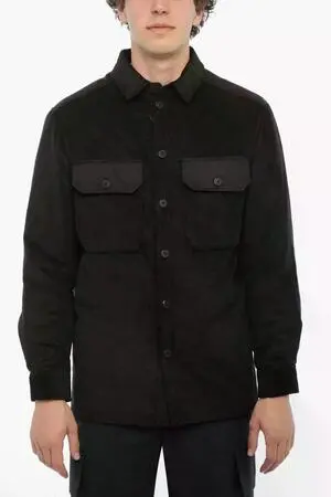 Neil Barrett Quilted-panel Ribbed-velour Overshirt - Black
