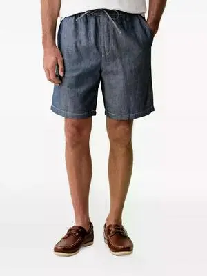 BENETTON Drawstring-waist Contrast-stitch Shorts - Blue