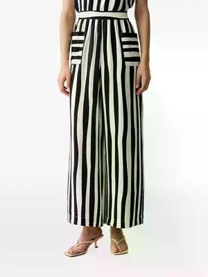 BENETTON Striped Wide-leg Trousers - Black
