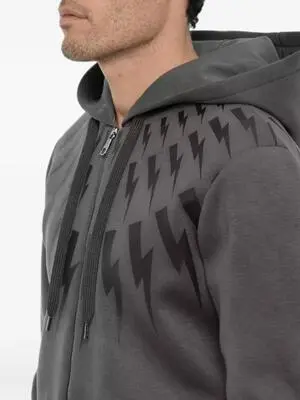 Neil Barrett Lightning Bolt-print Zip-up Hoodie