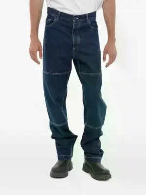COUNTY OF MILAN Contrast-stitch Regular-fit Straight-leg Jeans - Blue