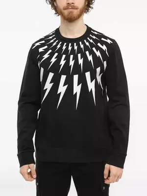 Neil Barrett Fair-isle Thunderbolt Sweatshirt - Black
