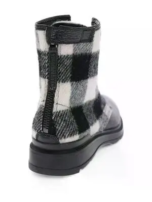 Woolrich Check Wool-panelled Leather Ankle Boots - Black