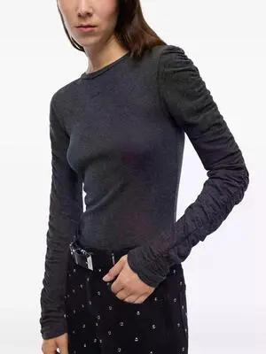 Pinko Ruched Sleeve Crew Neck Pullover